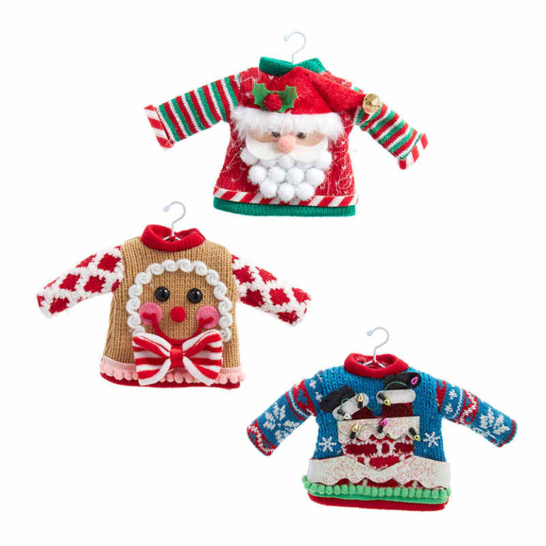 Ugly Sweater Santa, Gingerbread Man or Santa in Chimney Ornament ...